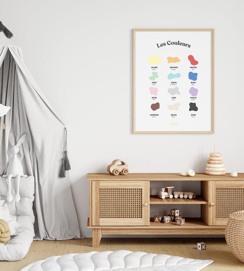 French Colors Poster - Les Couleurs Printable - Bilingual French ...