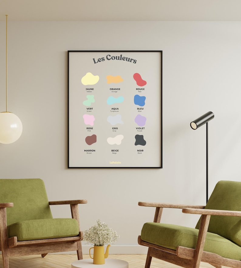 French Colors Poster - Les Couleurs Printable - Bilingual French ...