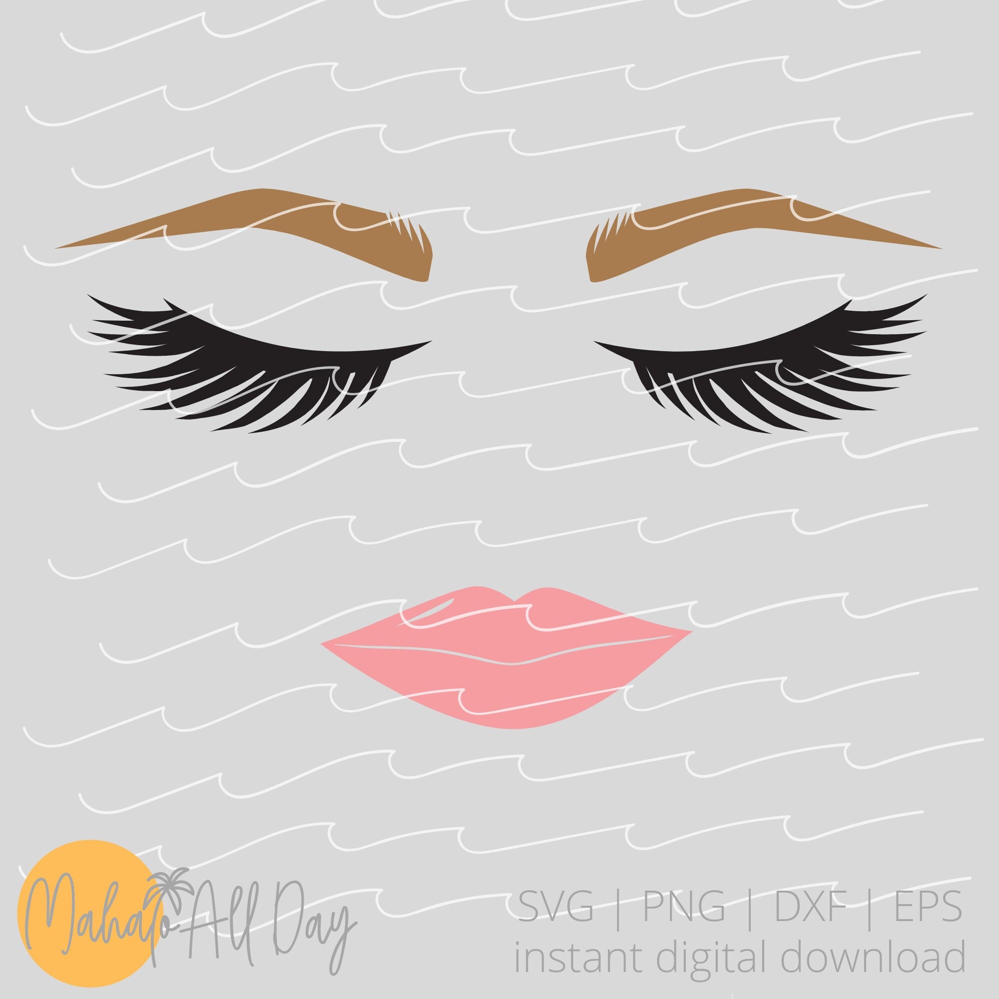 Fluffy Brows Lips SVG Cut File Lashes Digital Download - Etsy