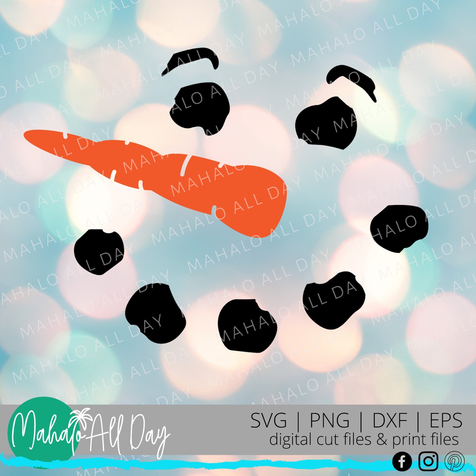 Snowman Face SVG - Snowman Svg, Png, Eps, Dxf Files - Instant Digital ...