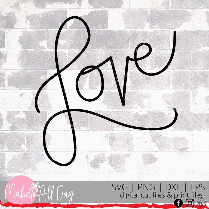 Love SVG Cut File Hand Lettered Script LOVE Svg Instant - Etsy