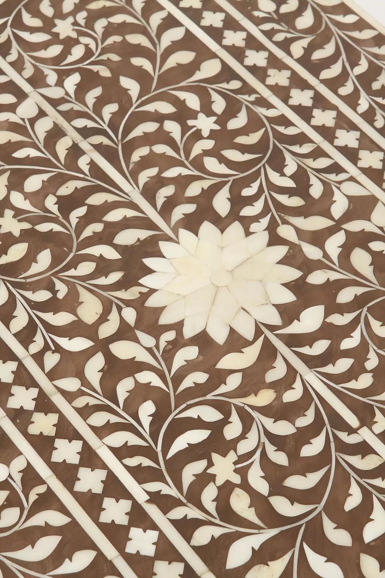 Handmade Bone Inlay Chest of 7 Drawers | Floral Dresser Table ...