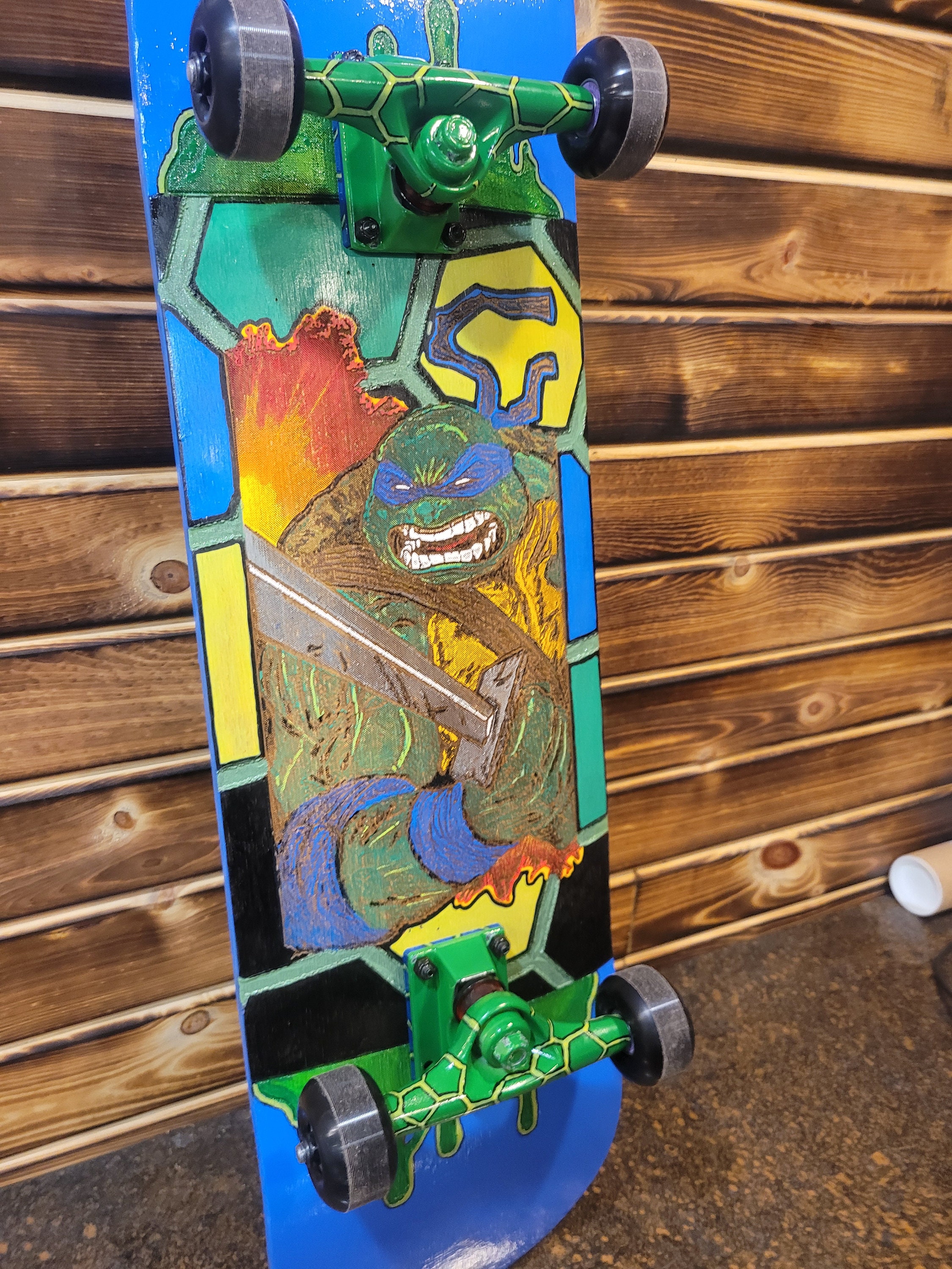 Custom 8.0 TMNT Leonardo Skateboard W/stand 1-of-kind - Etsy