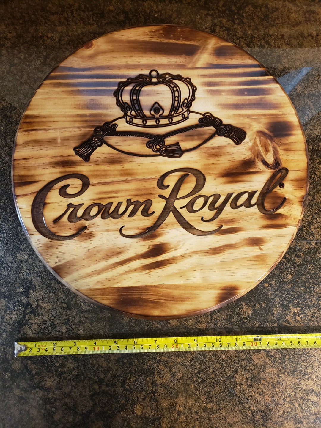 15" Crown Royal Laser Engraved Round Barrel Top Display - Etsy