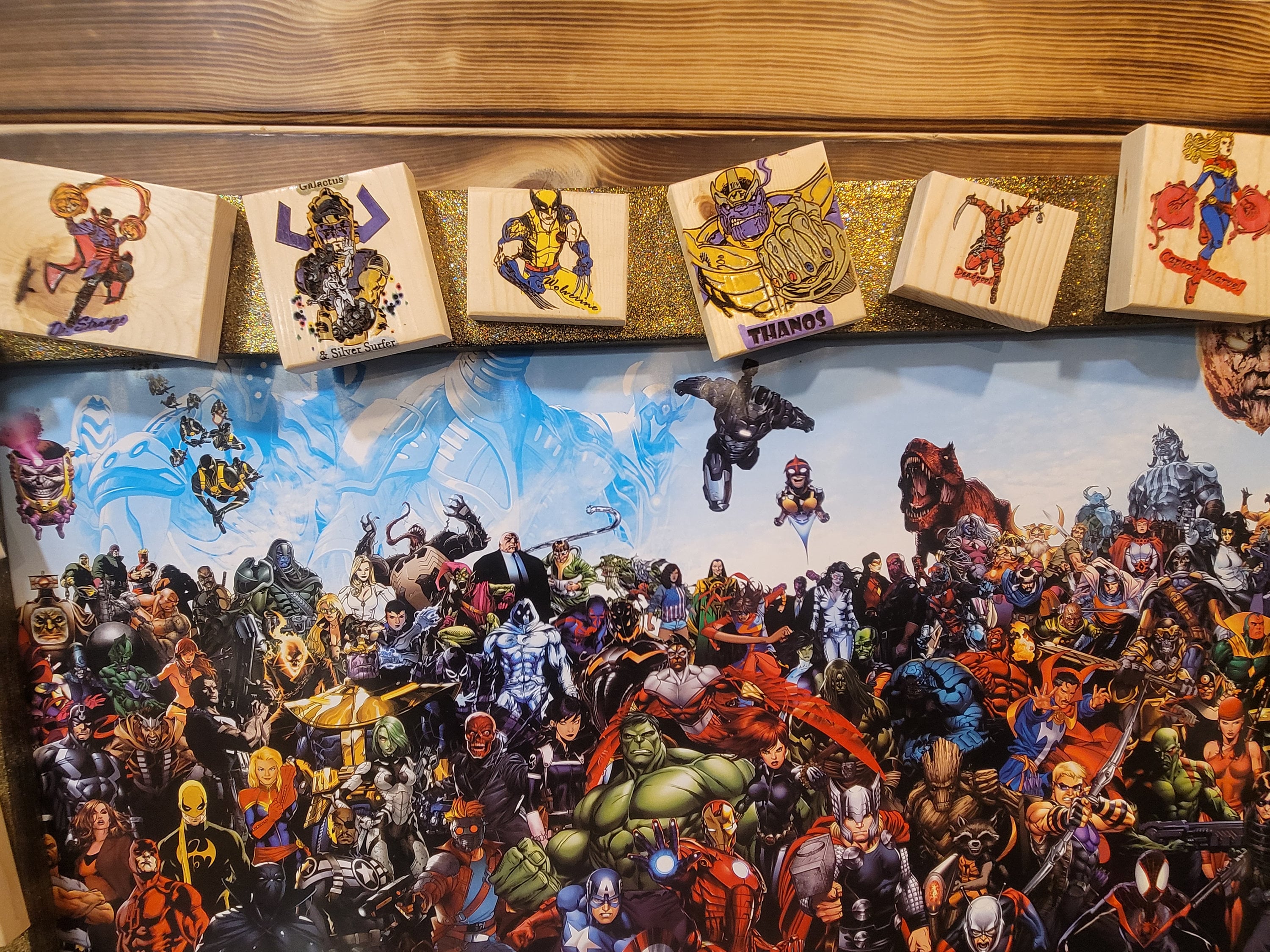 Marvel Universe Poster With Custom Hand Painted Frame & Character ...