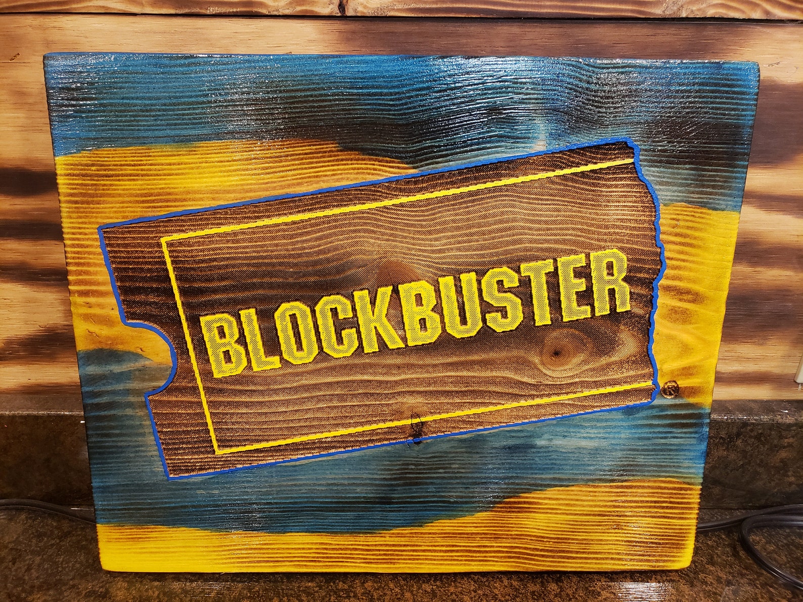 Custom Wood Blockbuster Video Logo Decoration Sign / Display - Laser ...