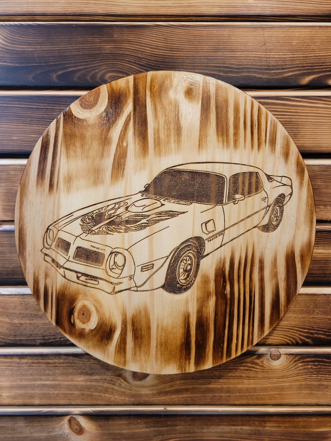 15" Pontiac Trans Am Laser Engraved Round Barrel Top Display - Wall ...