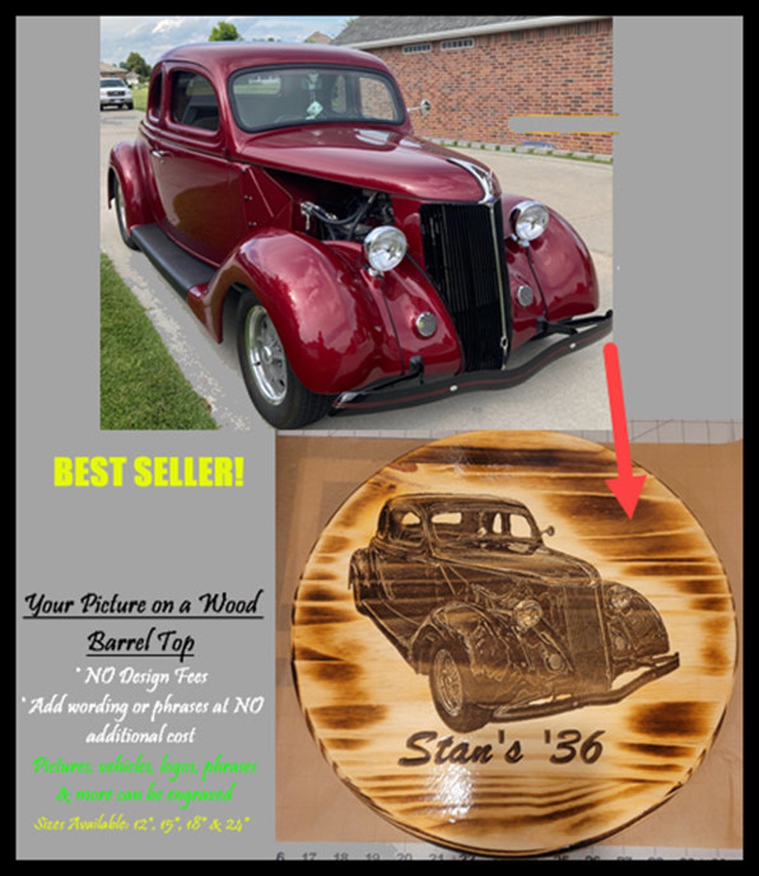 Custom Engraved Wood Barrel Top - Etsy