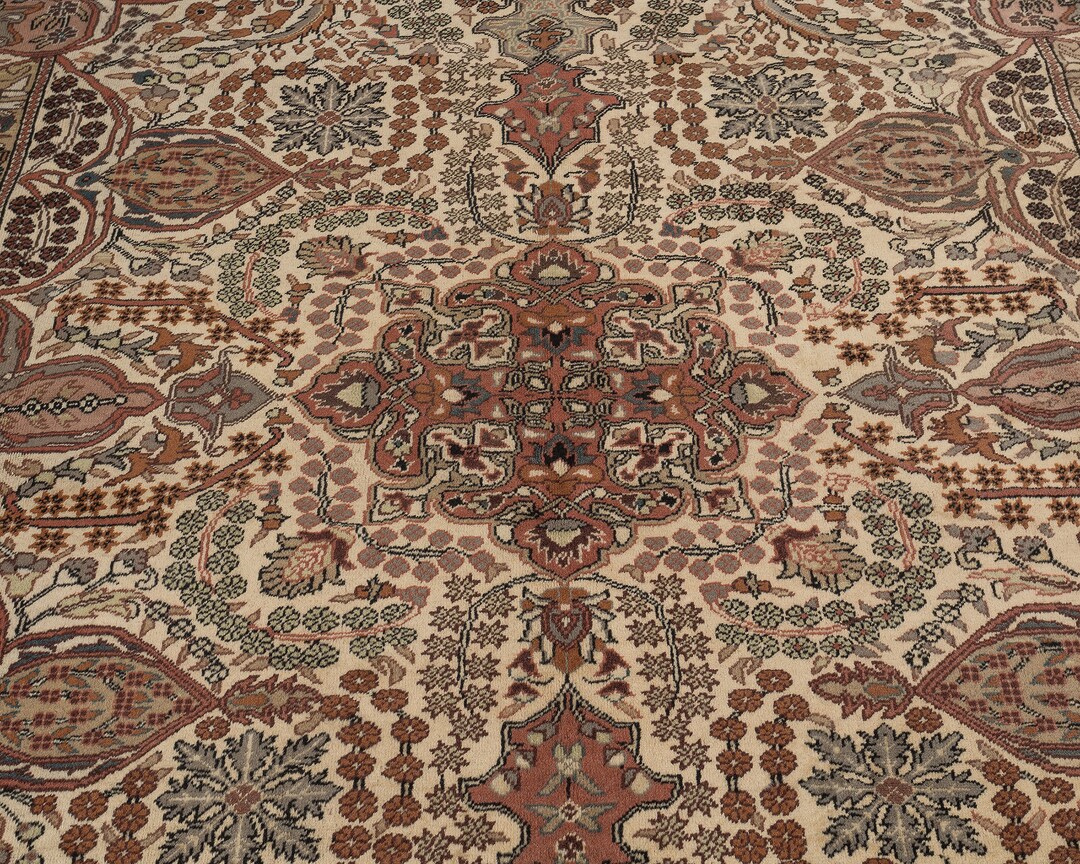 7x12 Vintage Rug , Beige Brown Turkish Rug , Living Room Rug , Oushak ...