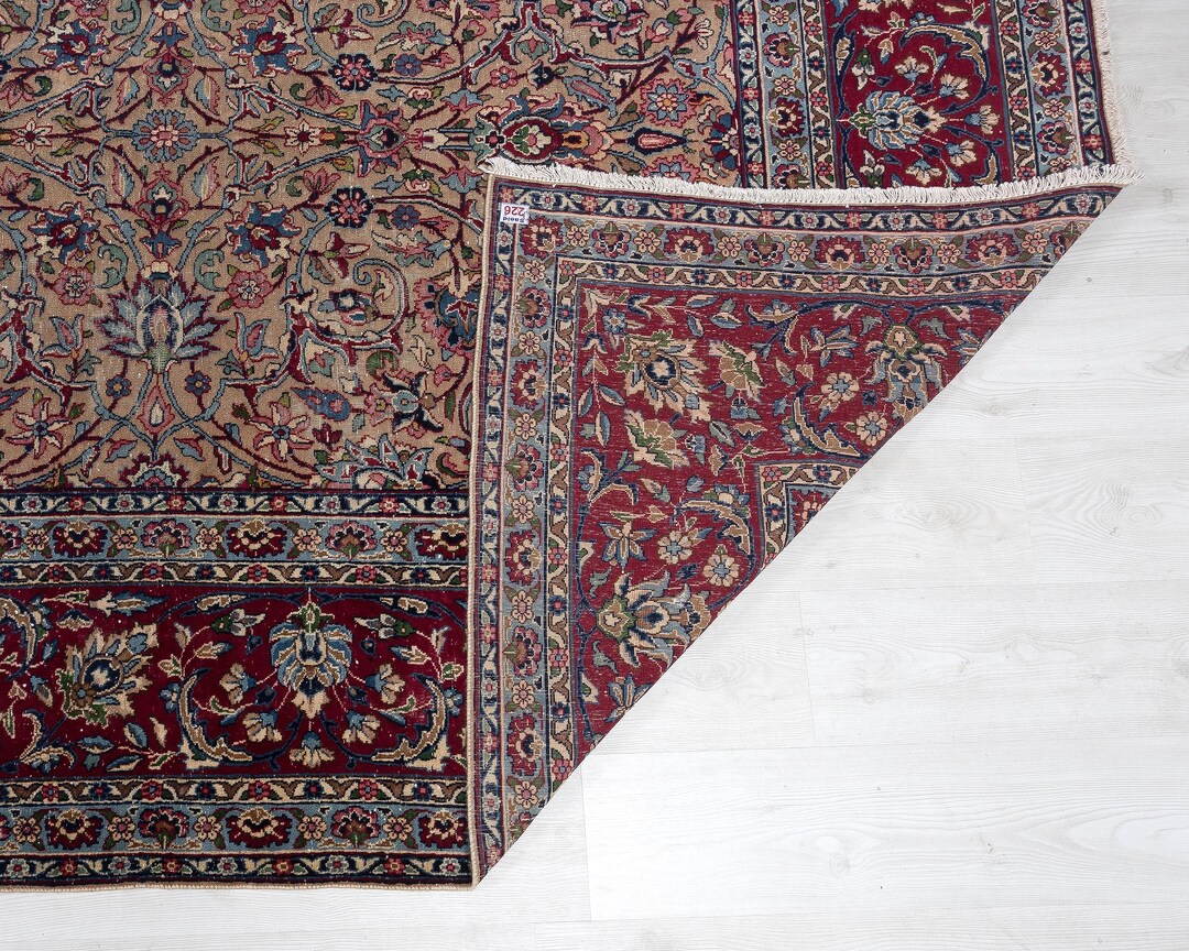9x13 Vintage Rug , Beige Red Persian Mahal Rug , Antique Rug , Bedroom ...