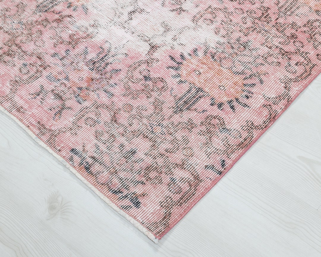 2x6 Vintage Rug, Pink Turkish Rug, Anatolian Rug, Bedroom Rug, Entryway ...