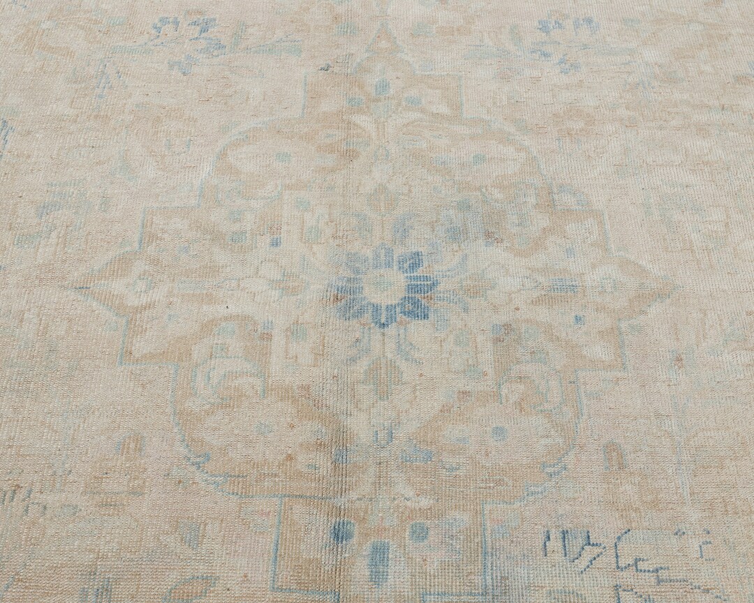 10x12 Vintage Rug , Pastel Rug , Antique Handmade Rug , Beige Turkish ...
