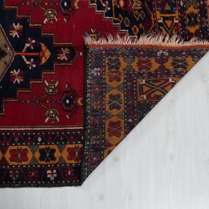 3x7 Vintage Rug, Navy Red Turkish Rug, Anatolian Rug, Bedroom Rug ...