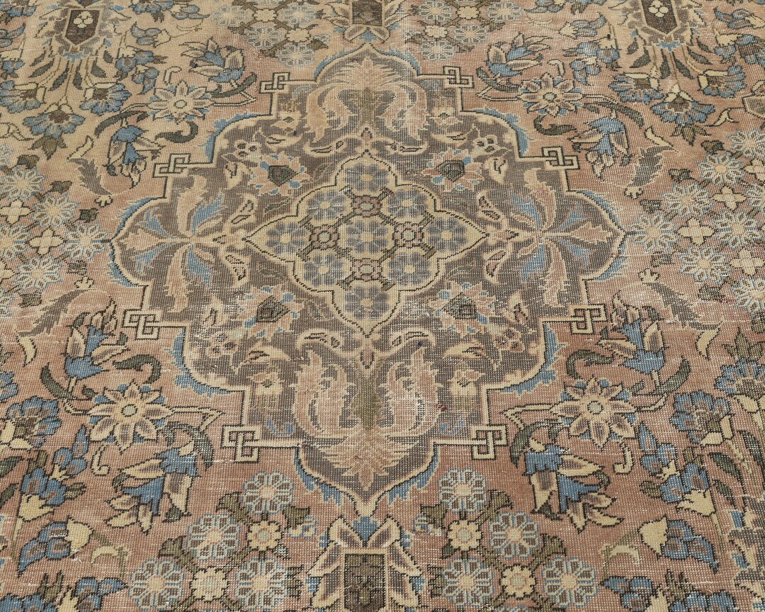 7x12 Vintage Rug , Antique Handmade Rug , Beige Blue Vintage Rug , Made ...