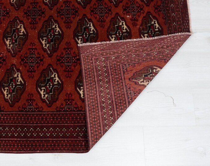 4x6 Vintage Rug, Red Turkish Rug, Anatolian Rug, Bedroom Rug, Entryway ...