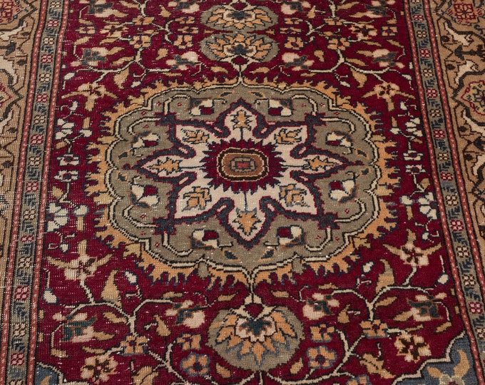 3x6 Vintage Rug, Red Turkish Rug, Anatolian Rug, Bedroom Rug, Entryway ...