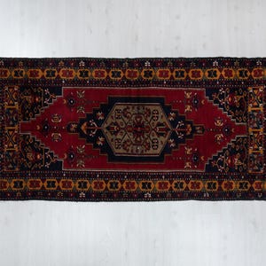 3x7 Vintage Rug, Navy Red Turkish Rug, Anatolian Rug, Bedroom Rug ...