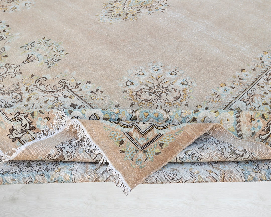 11x16 Vintage Rug , Beige Persian Mahal Rug , Antique Rug , Bedroom Rug ...