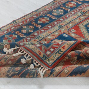 5x6 Vintage Rug, Red Blue Turkish Rug, Anatolian Rug, Bedroom Rug ...