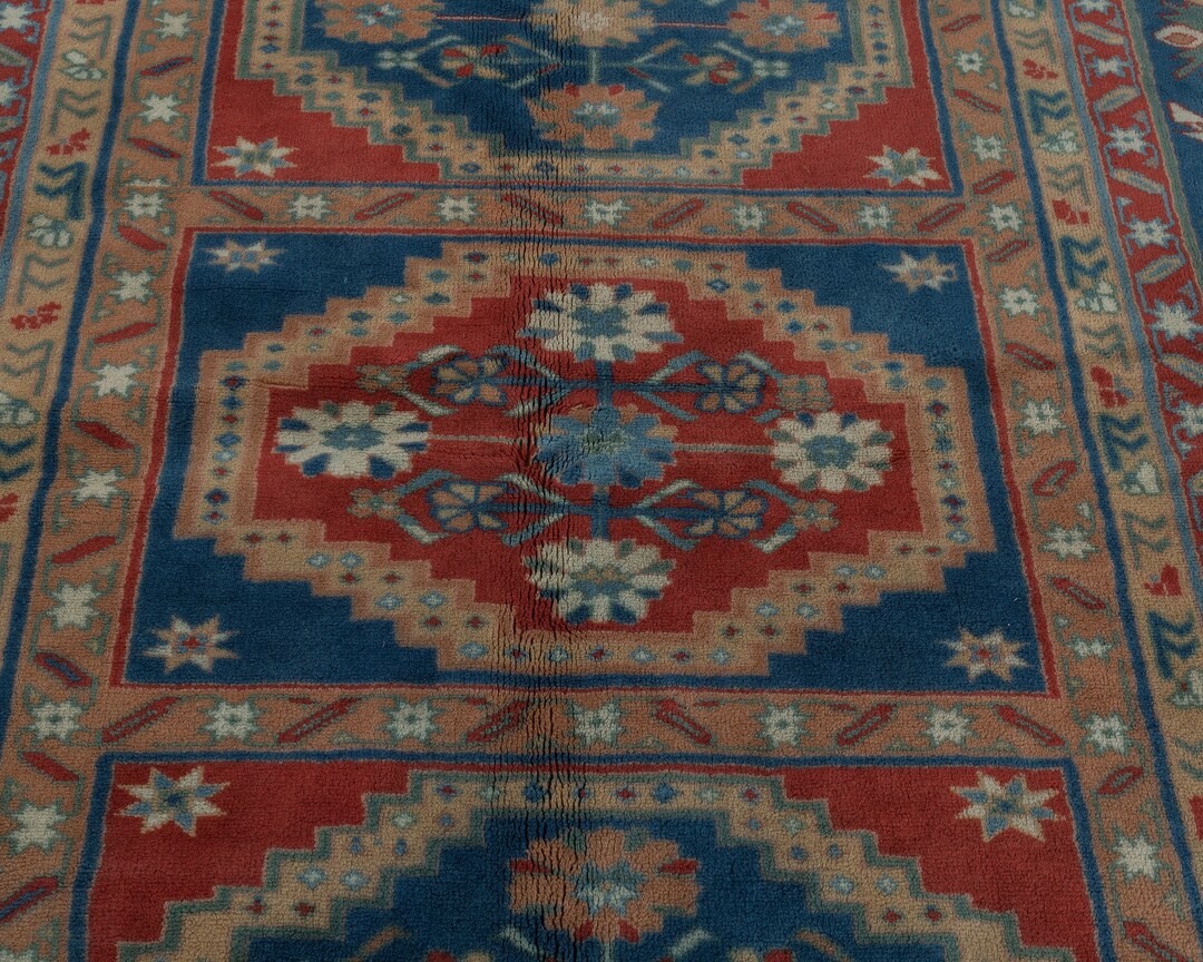 5x6 Vintage Rug, Red Blue Turkish Rug, Anatolian Rug, Bedroom Rug ...
