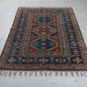 5x6 Vintage Rug, Red Blue Turkish Rug, Anatolian Rug, Bedroom Rug ...