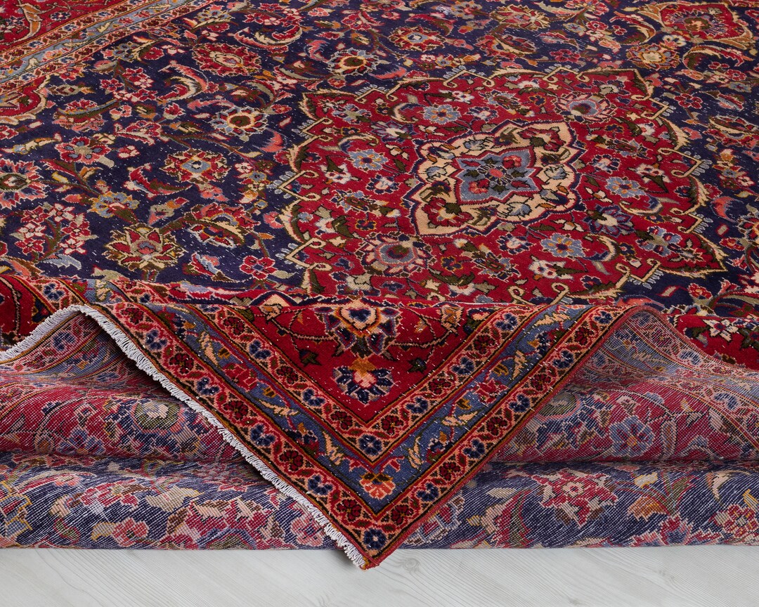 8x12 Persian Blue Rug , Blue Oushak Geometric Rug , Antique Blue Area ...