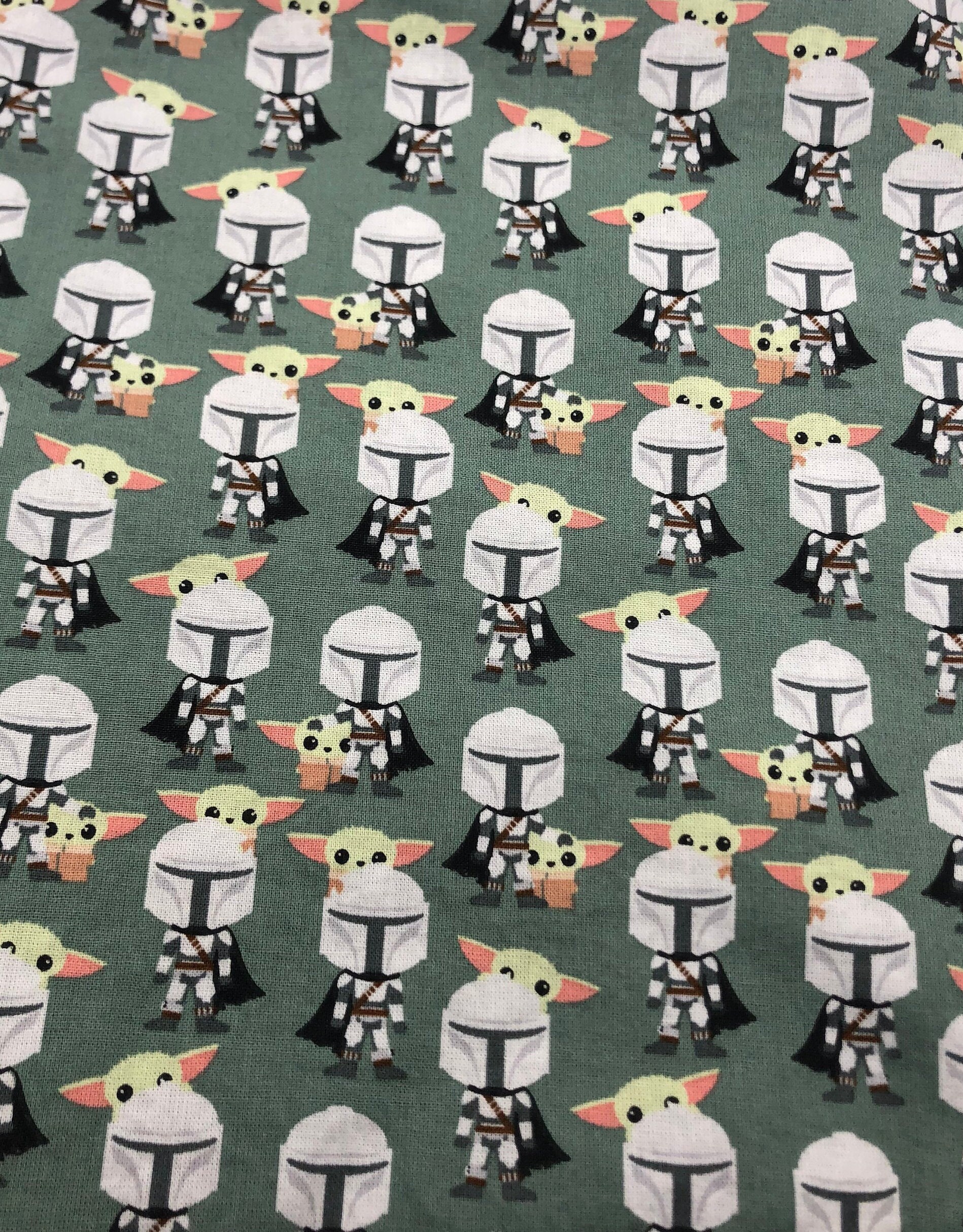 Dark Green Grogu and Mando Face Mask - Etsy Norway