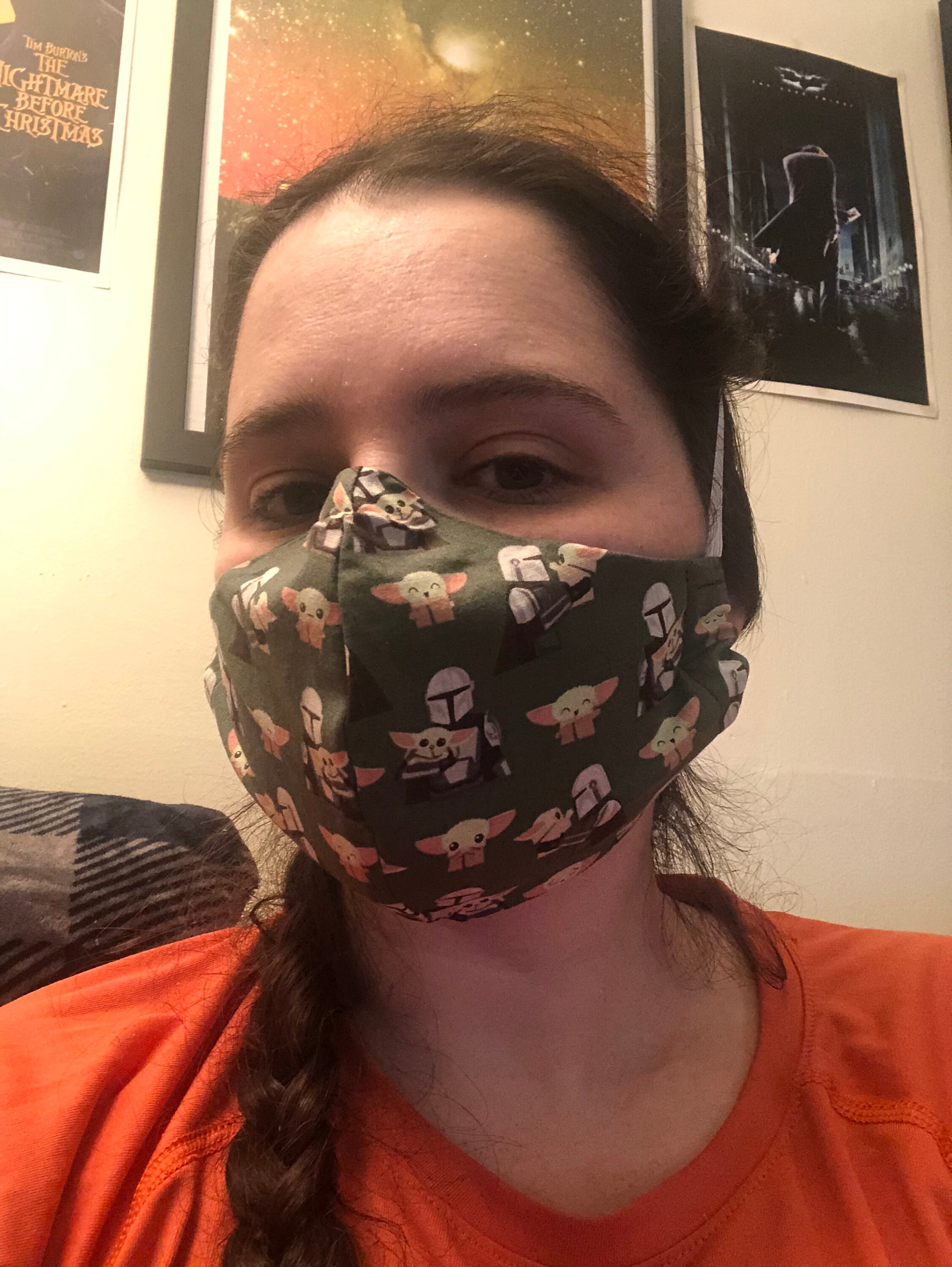 Dark Green Grogu and Mando Face Mask - Etsy Norway