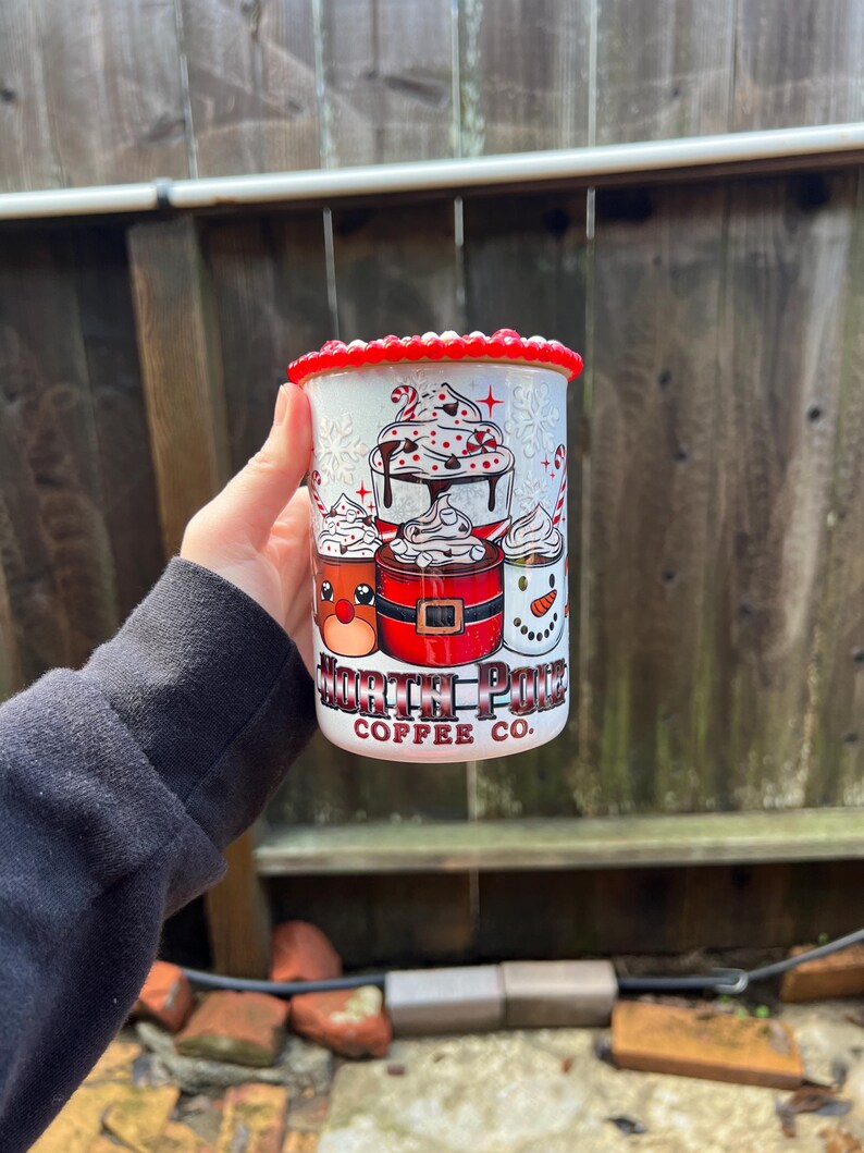North Pole Brewing Company Christmas Tumbler, Bedazzled Lid - Etsy