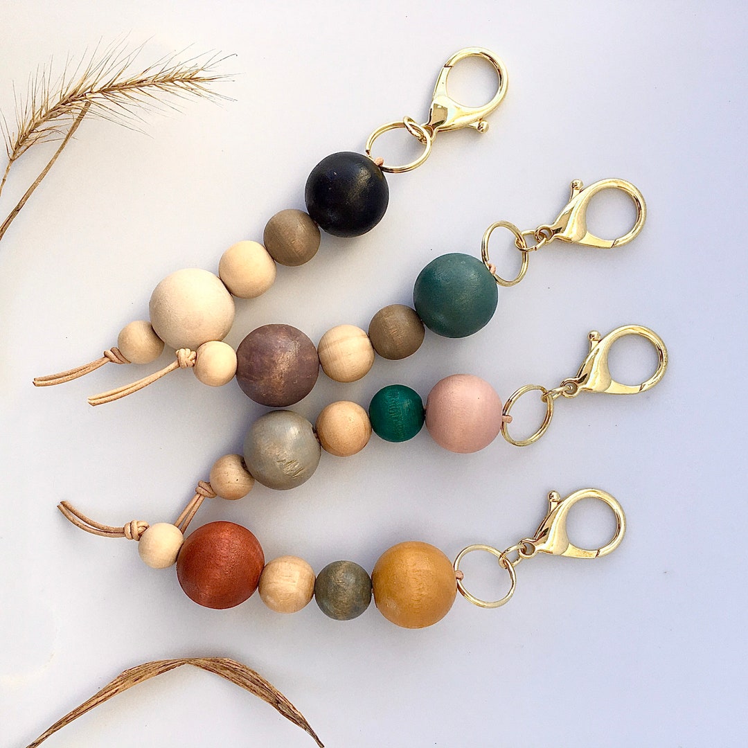 Wood Bead Keychain - Etsy