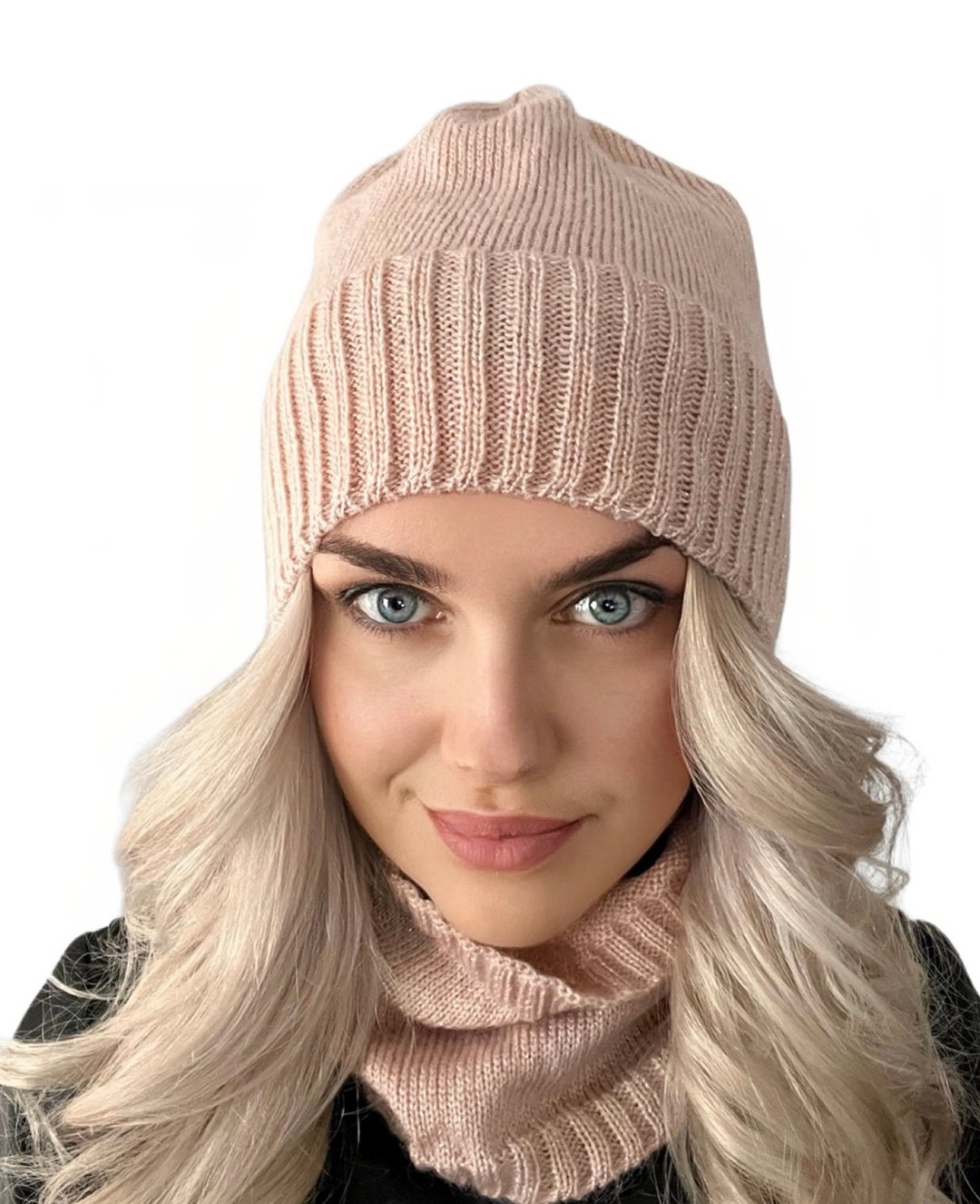 Angora Wool Hat and Snood/ Wool Hat/handmade/knitted Hat/girl Hat/women ...
