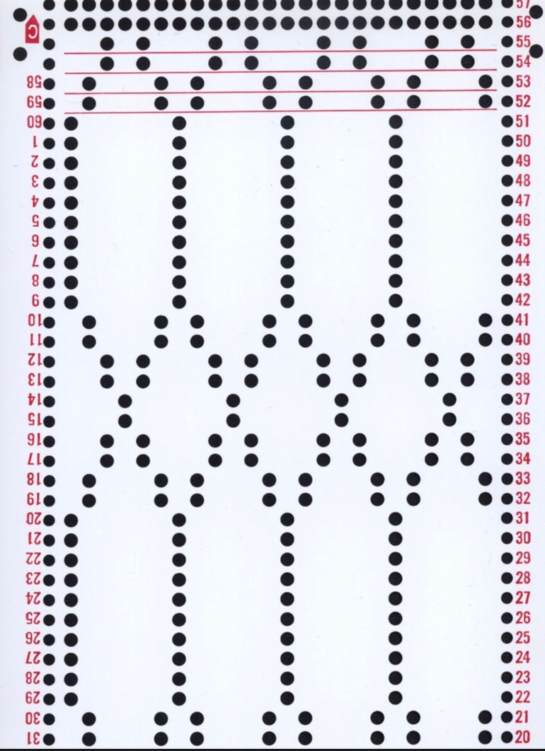 24 Stitch Punch Card Patterns, Knitting Machine Punch Cards, Machine ...