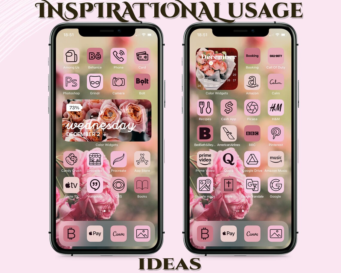 1000 Pastel Pink App Icons Girly Pink App Covers Pink Widget | Etsy
