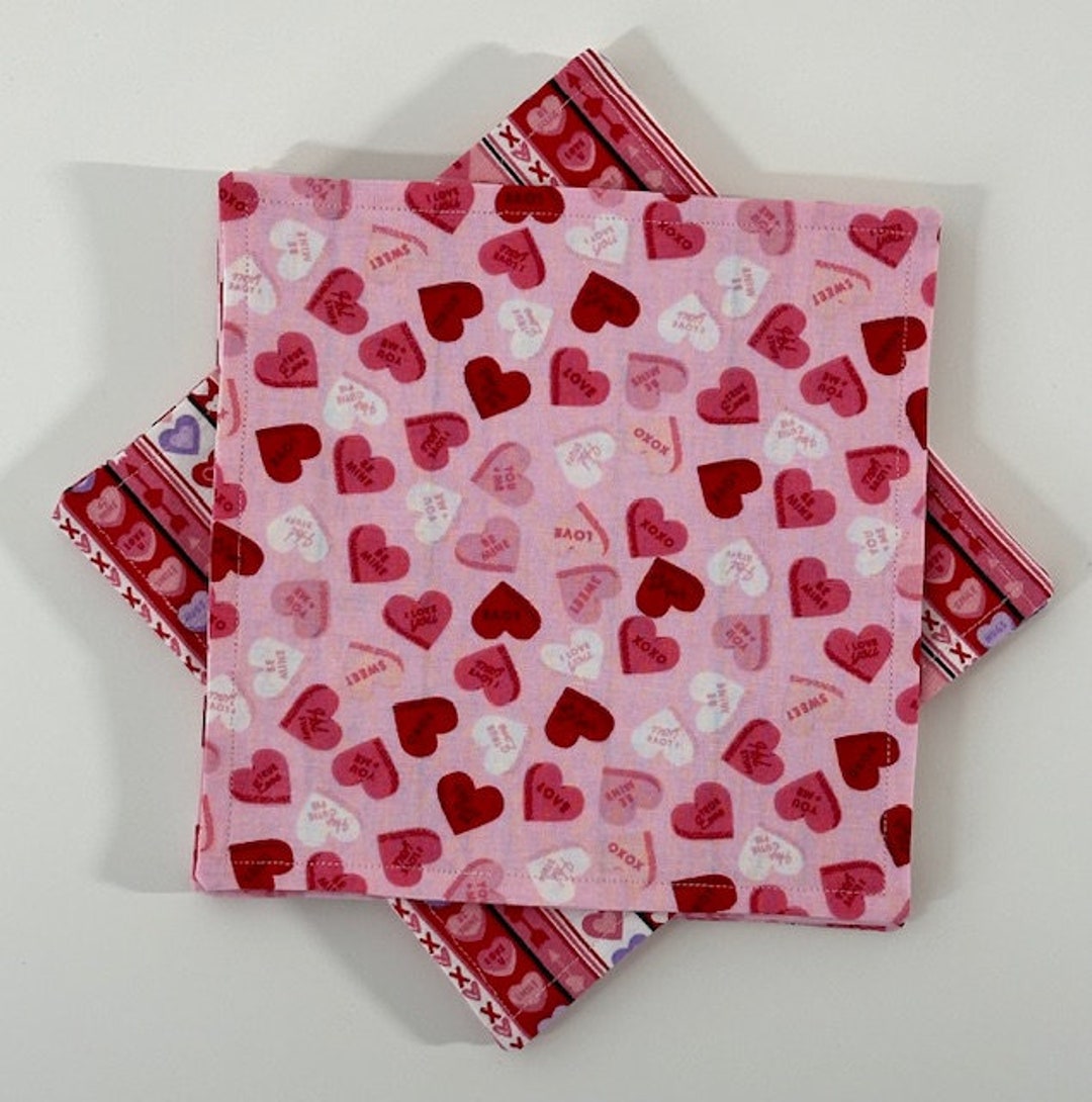 Valentine's Day Conversation Hearts Double-sided Cocktail Napkins, Set ...
