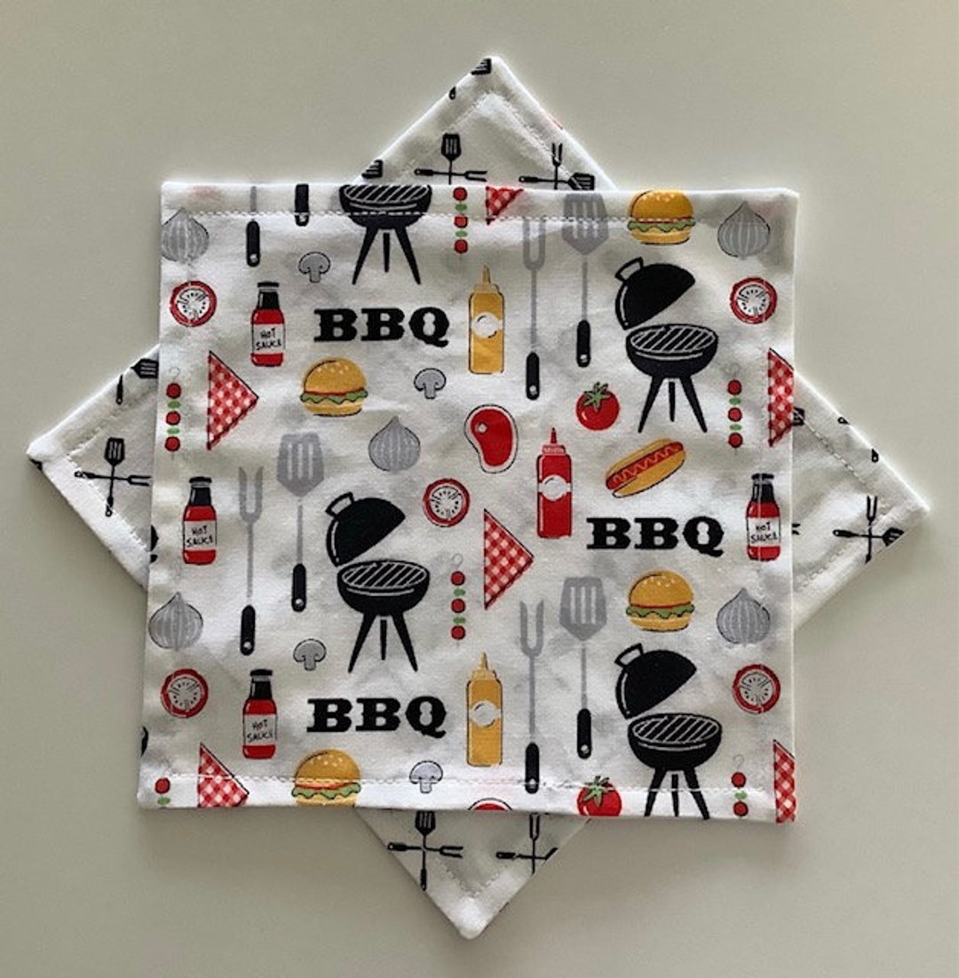 Summer BBQ 2 Double-Sided Cloth Cocktail Napkins, Set of 8 - Etsy Nederland