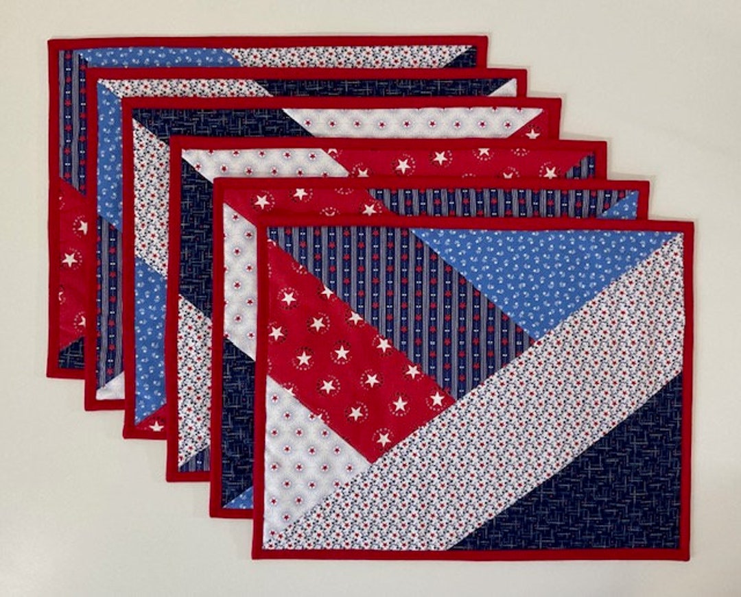4th of July Red, White & Blue Placemats Quilted Double-sided Placemats ...