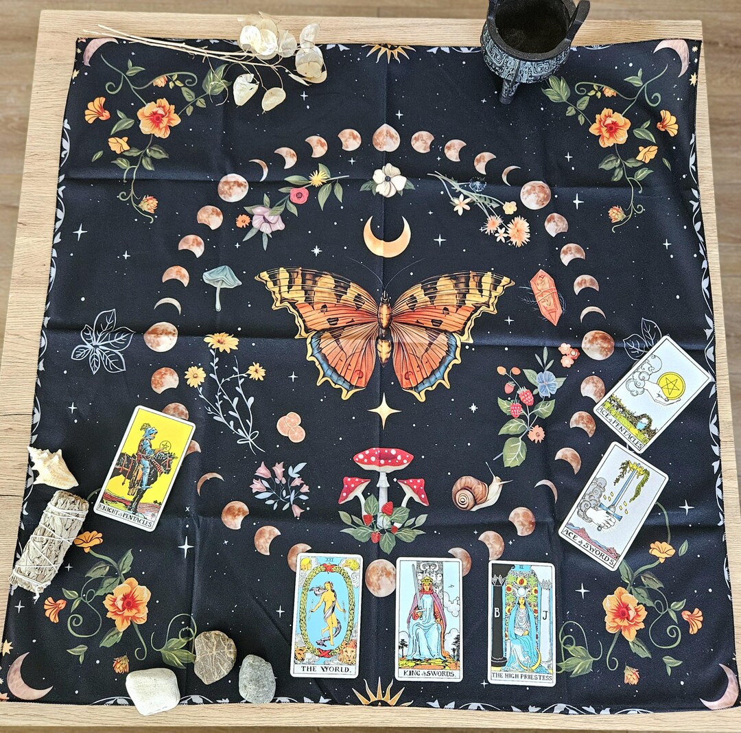 Moon Phase Black Altar Velvet Cloth, Wicca Altar Supplies, 75x75 ...