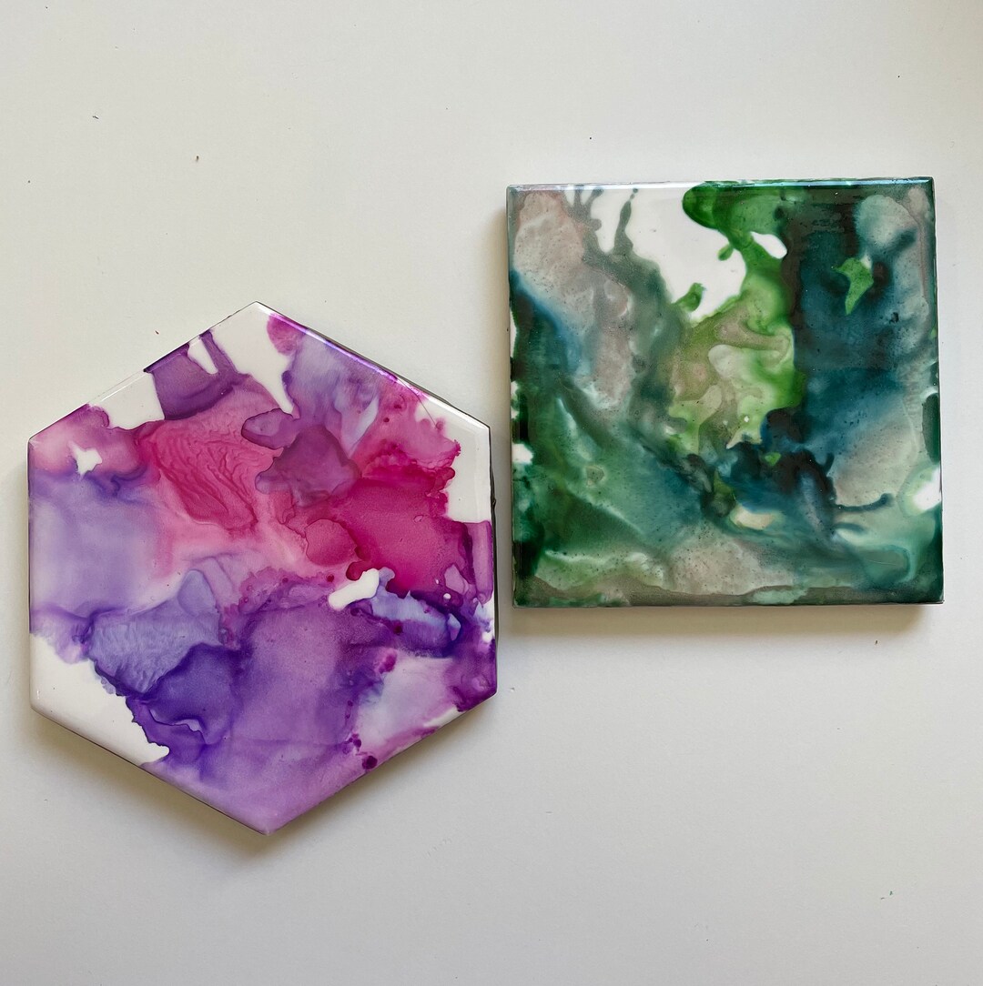 Custom Order Coaster | Alcohol Ink Coasters | Ceramic Coasters | Square ...