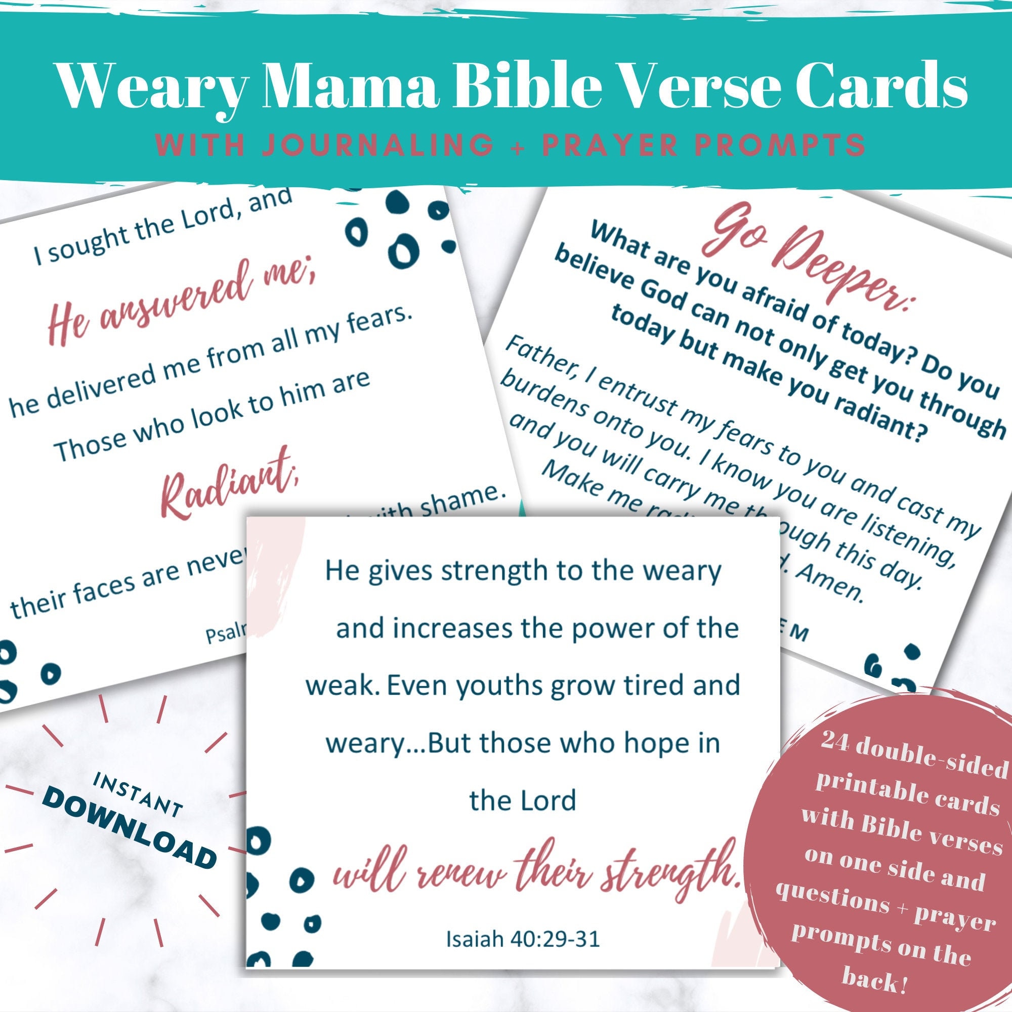Printable Bible Verse Cards for Tired Moms - Etsy