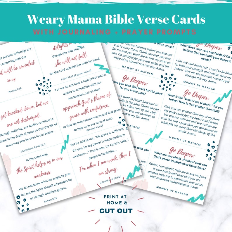 Printable Bible Verse Cards for Tired Moms - Etsy