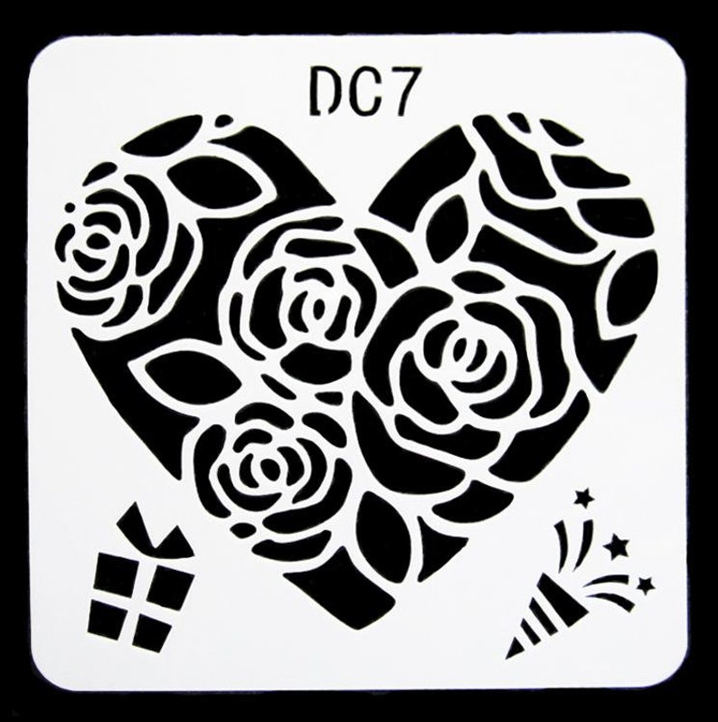 Stencil Heart Flowers Roses DIY Painting Craft Projects - Etsy