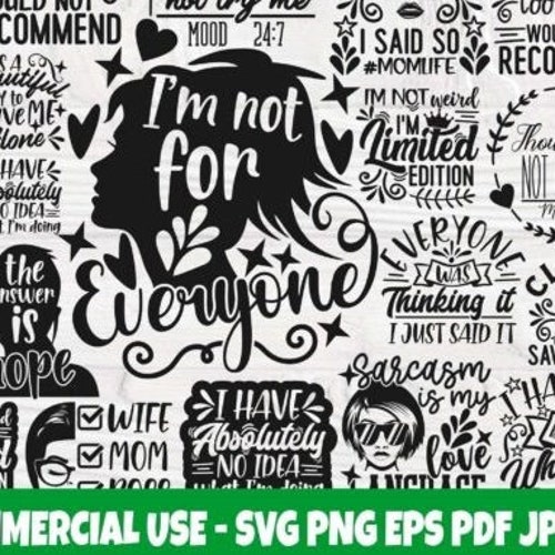 Sarcastic Bundle Funny Adult Quotes Sassy Svg Bundle Etsy