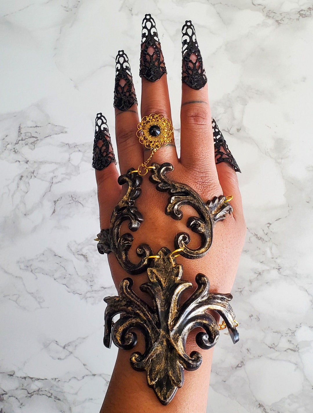 B-GRADE || Distressed Filigree Hand Armor, Armour Cuff Vambrace - Etsy