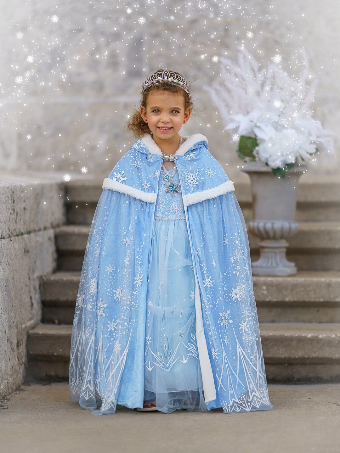 Blue Snowflake Princess Cape: Shimmering Fleece Velvet Costume - Etsy