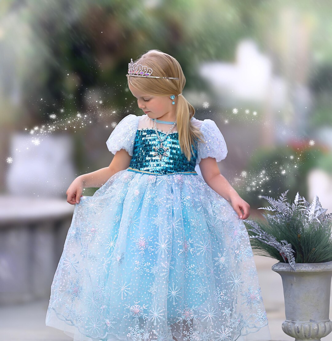 Elsa-inspired Ice Queen Dress-up Set for Girls Glimmering Sequins ...