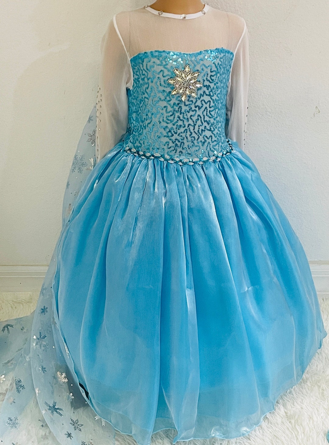 Frozen Elsa Princess Dress Costume Set Birthday Party Dress For Girls