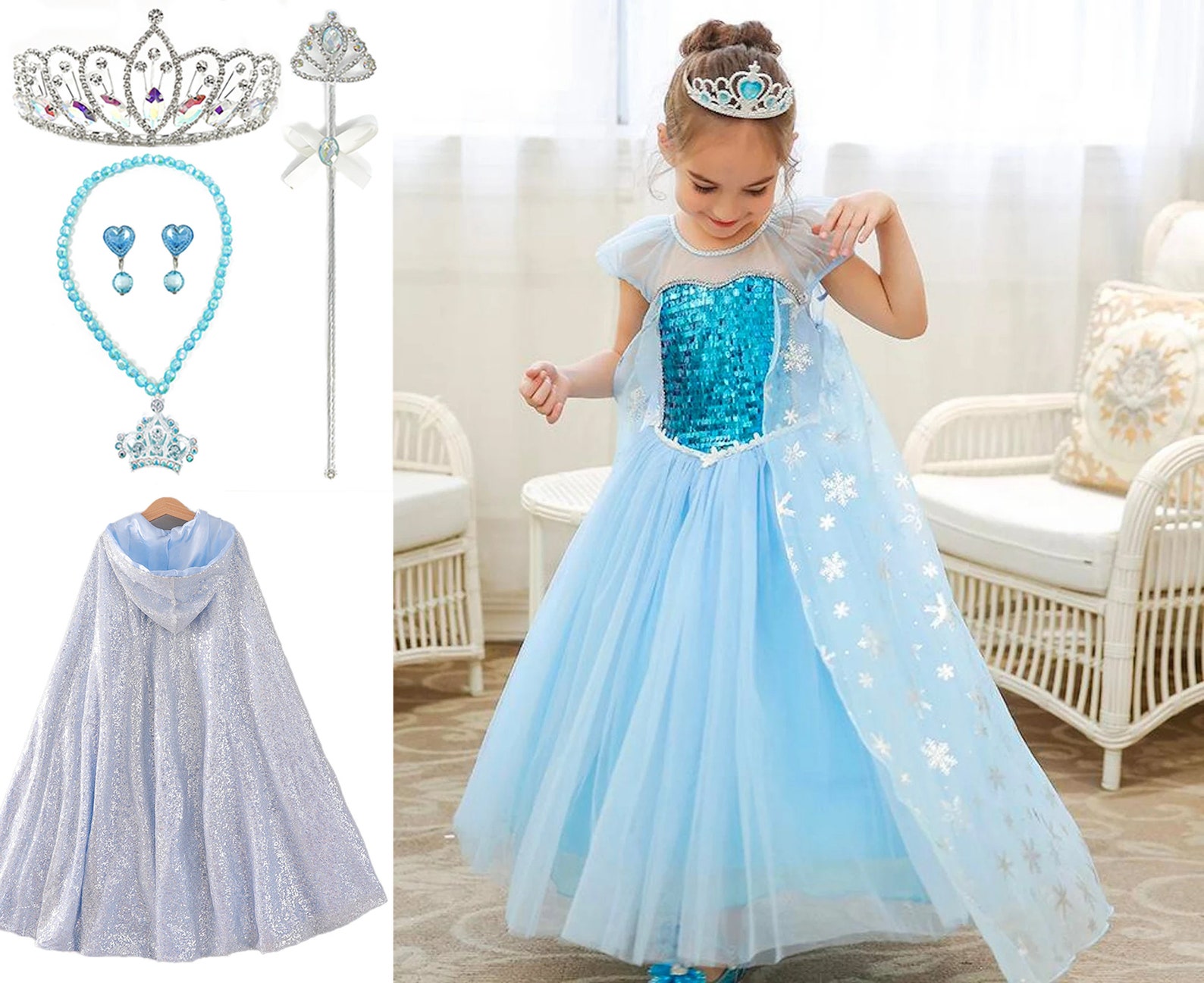 Ice Queen Princess Dress up Costume Set for Girls Inspired - Etsy