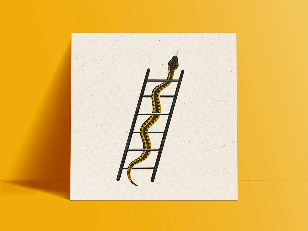Poster and Custom Frames Snake on a Ladder Giclée Art Print Minimalist ...