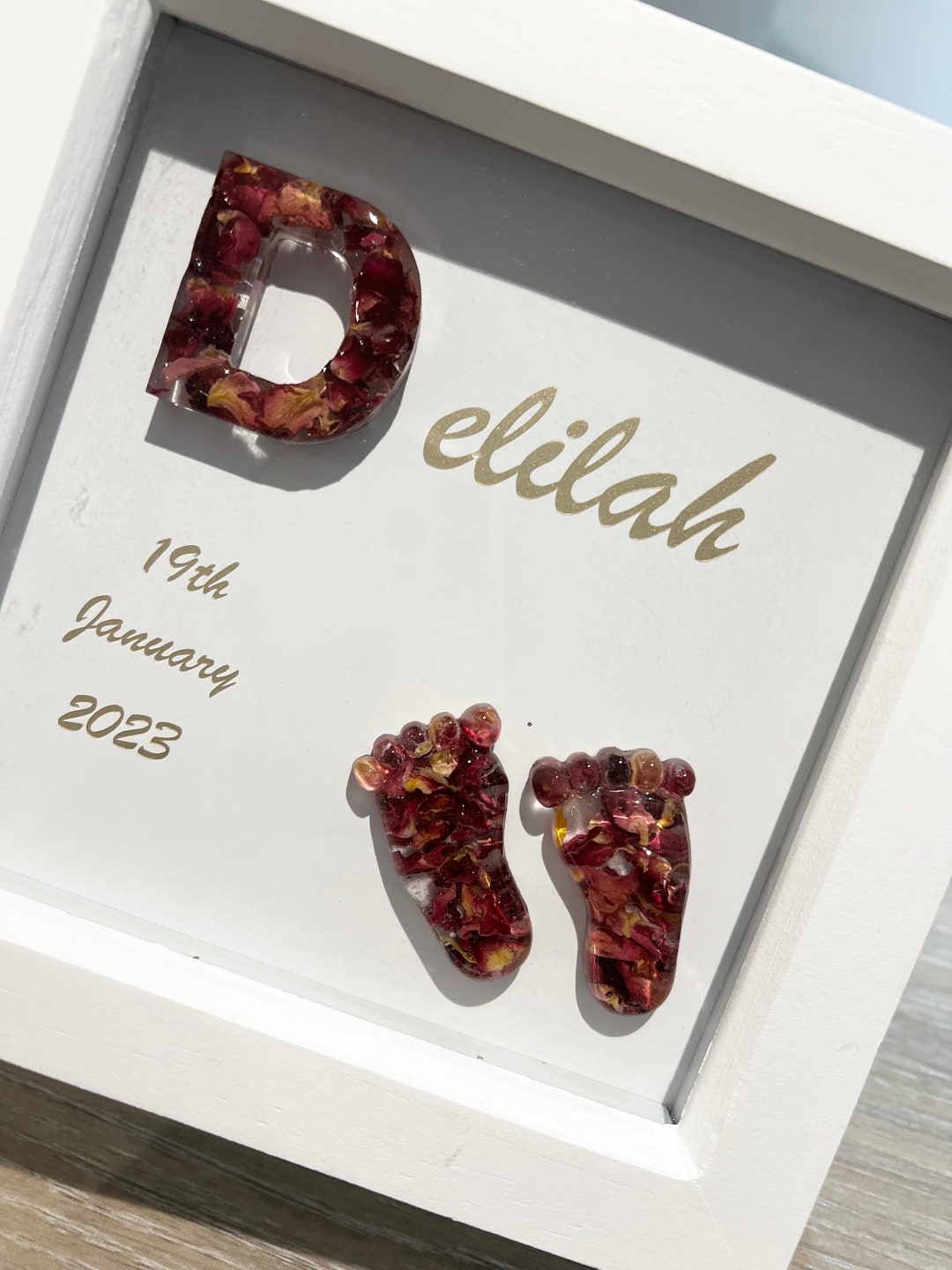 NEW Baby Initial Frame With Dried Flowers, Christening Gifts, Gifts for ...