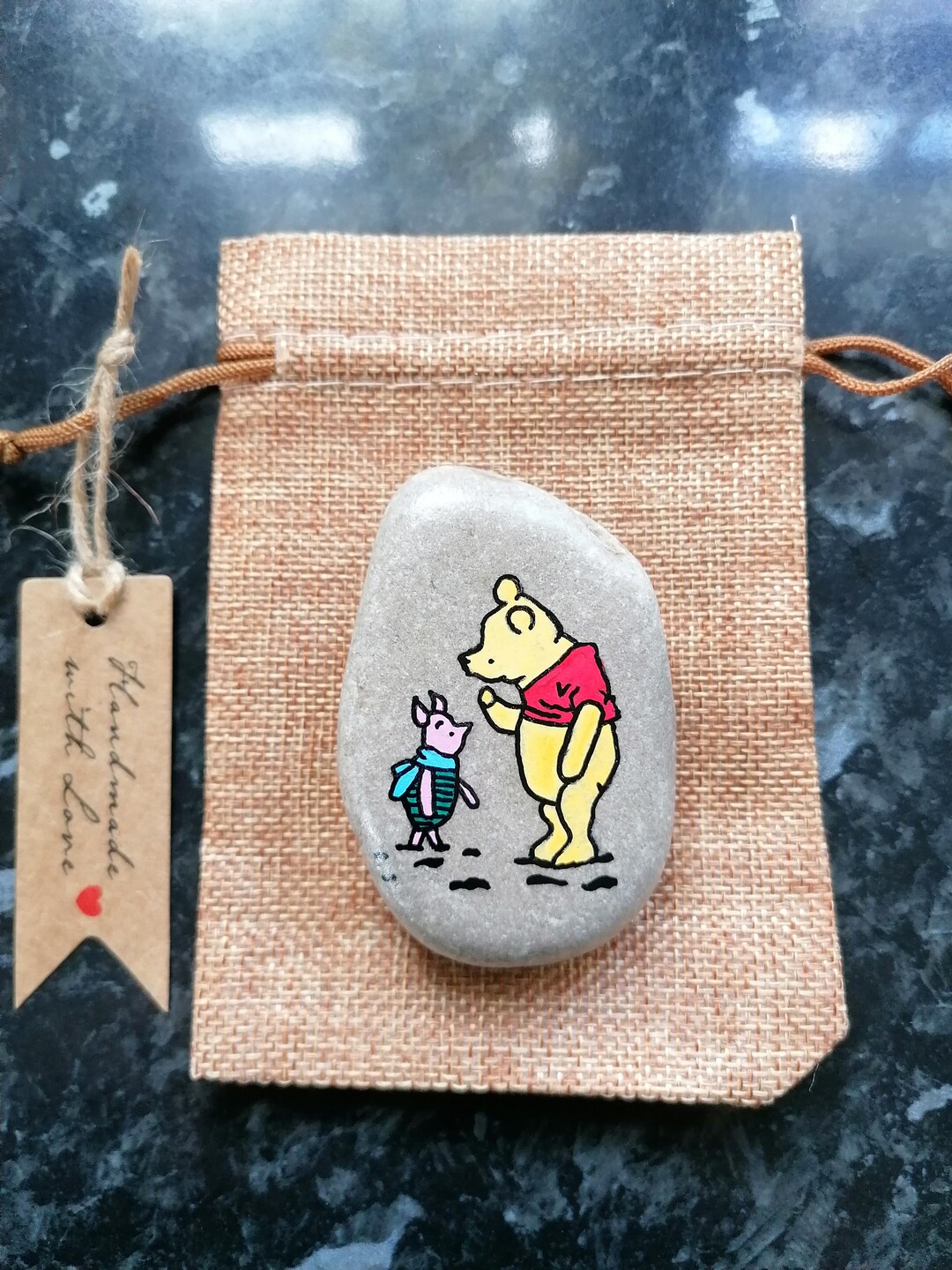 Winnie the Pooh & Piglet Hand Painted Pebble Rock Stone. Fully - Etsy